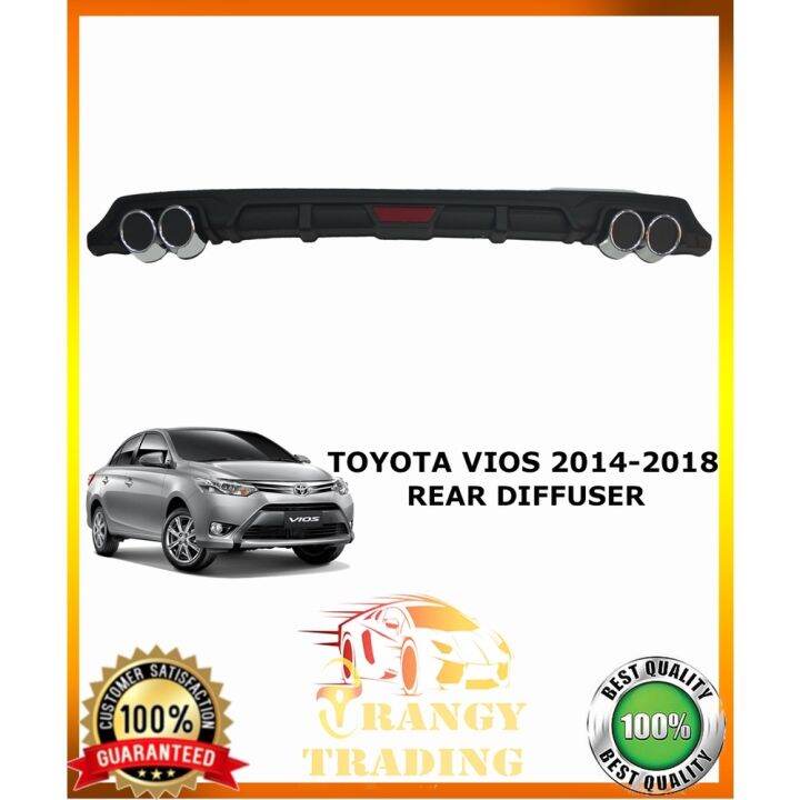 Toyota Vios 2014 to 2018 3rd Gen Rear Bumper Lip Diffuser Black Chrome ...