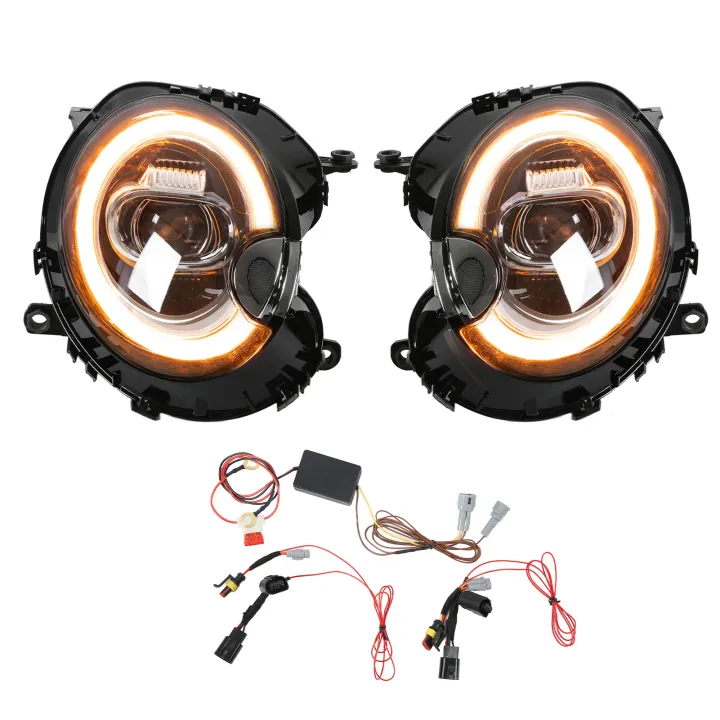 1 Pair LED Projector Dynamic Headlights Assembly Dual Beams Replacement ...