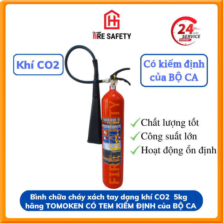 Bình cứu hỏa , bình chữa cháy xách tay dạng khí CO2 5kg model TMK-VJ/CO2 5kg , ĐÃ KIỂM ĐỊNH công ...