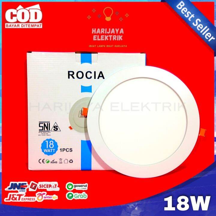 ROCIA LAMPU PANEL LED 18 WATT IB BULAT DOWNLIGHT INBOW PLAFON SLIM SNI ...