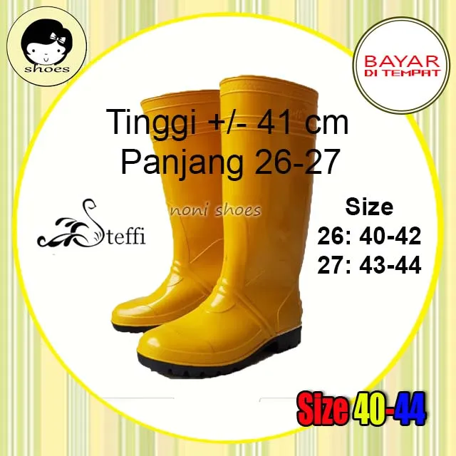 NONI Shoes - Steffi Boots Panjang Kuning Orange 40-44 / Sepatu But ...