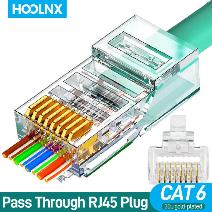 HOOLNX Pass Through RJ45 Connectors, RJ45 CAT6A CAT6 CAT5E Pass Through ...