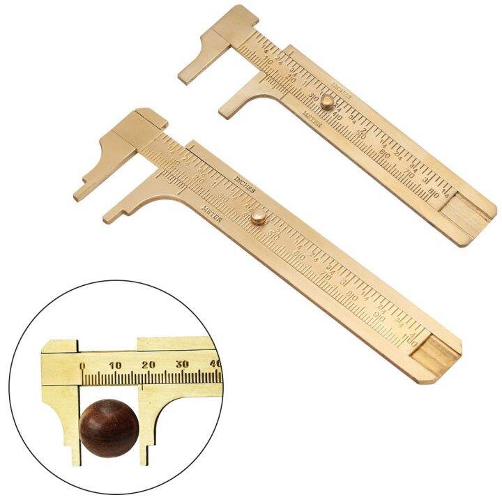 Mini Brass Scale 80/100mm Sliding Gauge Vernier Caliper Ruler Pocket ...