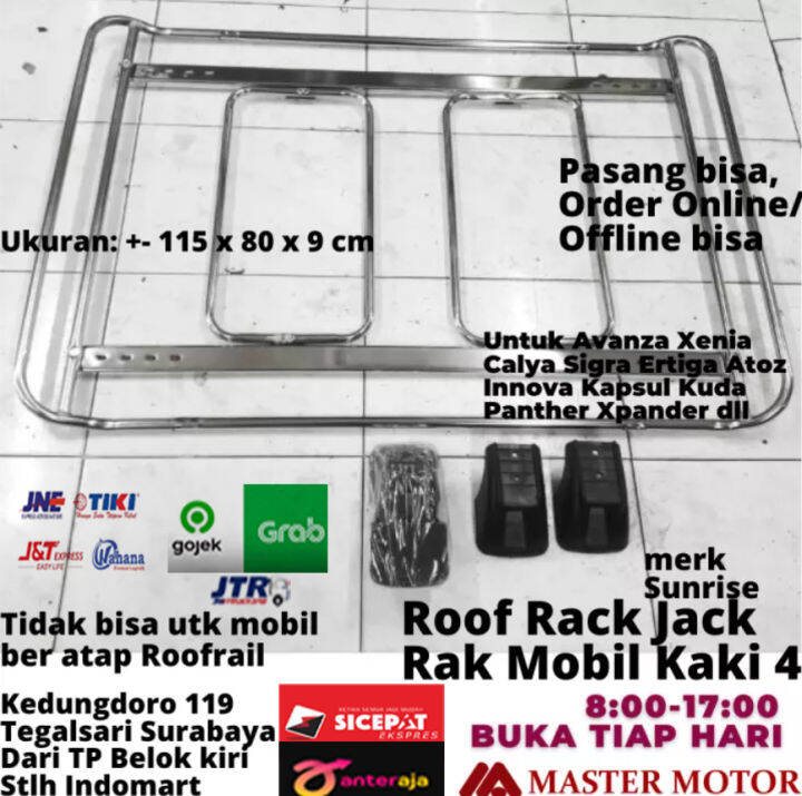 RAK MOBIL ROOFRACK JACK Kaki 4 CHROME JEPIT BODY MOBIL sudah termasuk ...