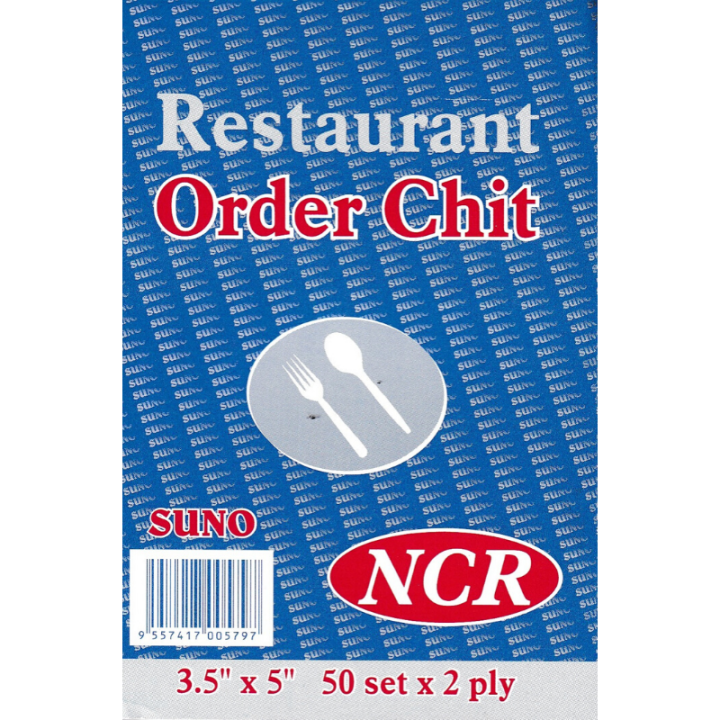 Suno Restaurant Order Chit 3.5 x 5 50set x 2 NCR Carbonless | Lazada