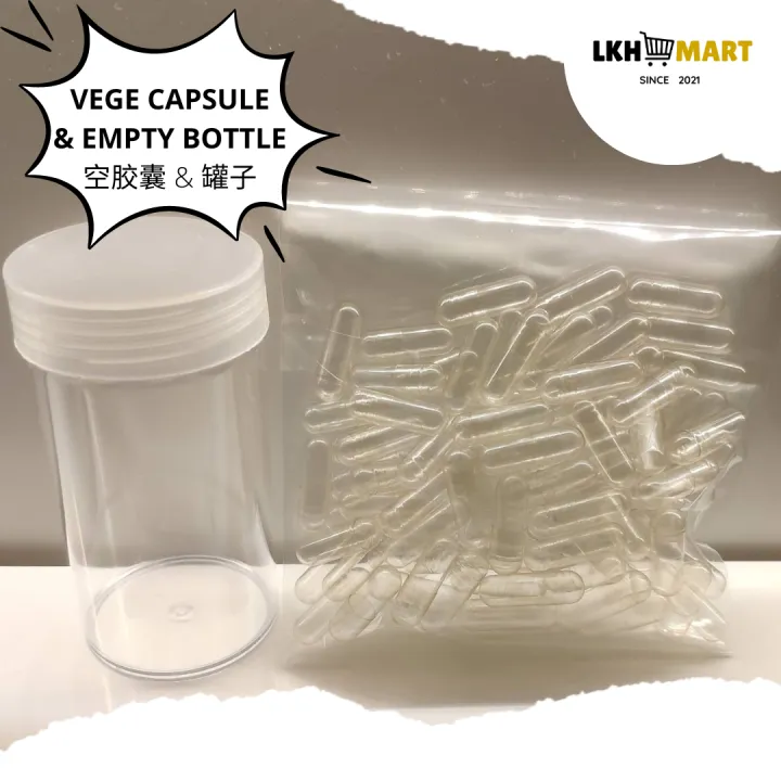 【READY STOCK】100Pcs Capsule With 1 Medicines Bottle Size 1 HALAL Empty ...