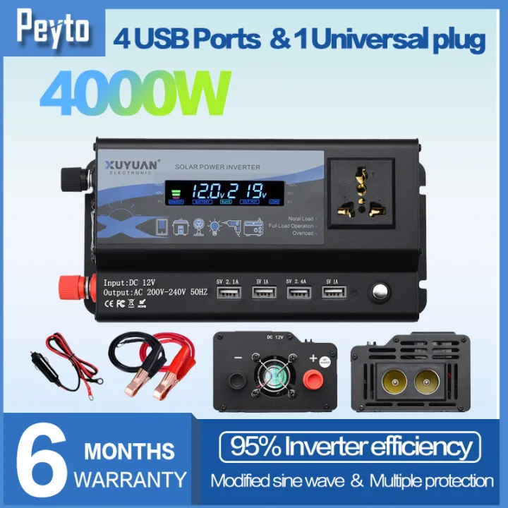 Rainbow lamp Solar Power Inverter 12V to 220V original DC to AC 4000W ...