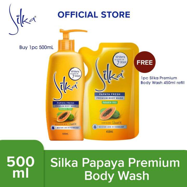 Silka Premium Body Wash Papaya FRESH 500mL Free 450ml | Lazada PH