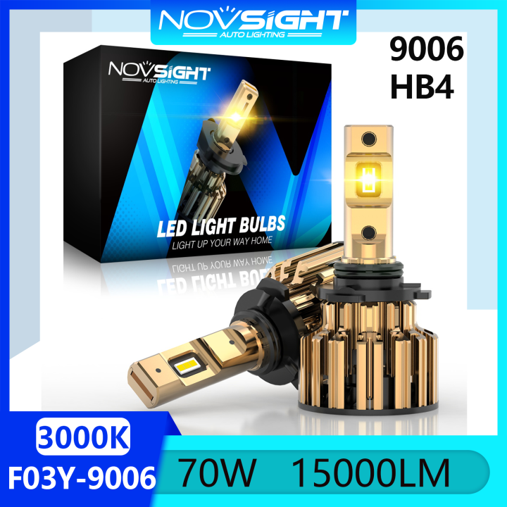 Novsight Golden Light F03Y 9006 HB4 LED Headlight Bulb 70W 15000LM 3000K Yellow Light LED Lights ...