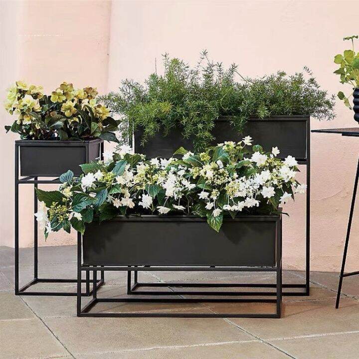 [COD] Wrought iron flower box outdoor trough restaurant partition green ...