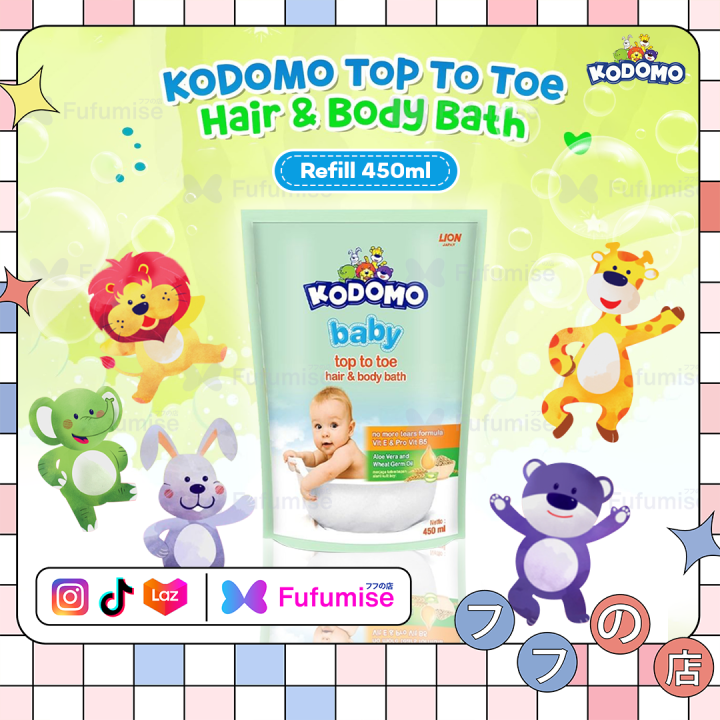 KODOMO Top To Toe Hair & Body Bath Pouch 450ml Refill | Anti Bacterial | FUFUMISE | Lazada Indonesia
