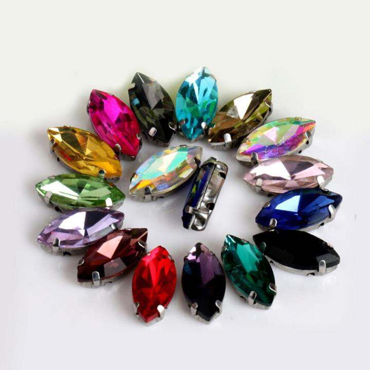 10pcs 7x15mm Horse Eye Clear Crystal Chunky Bead Glass Montee Stones ...