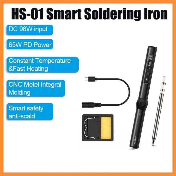FNIRSI HS-01 Smart Electric Soldering Iron 0.87 Inch OLED PD 65W Adjustable Constant Temperature ...