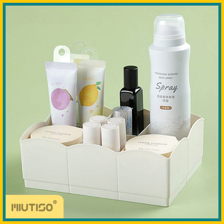 Miutiso Desk storage box Plastic Storage with 6 Compartments Makeup ...