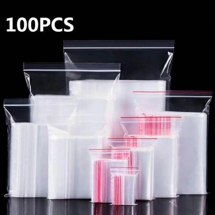 100pcs/pack Small Zip Lock Plastic Bags Reclosable Transparent Bag Shoe ...