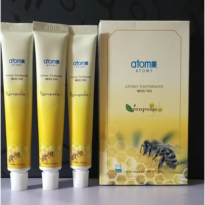 3 Pcs ATOMY Anti-Bacteria Green tea Propolis Toothpaste 3 x50g..Product ...