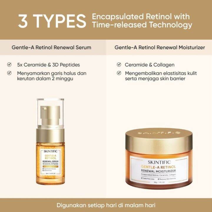 Skintific Gentle-A Retinol Reneval Series Moisturizer Serum Anti Aging ...