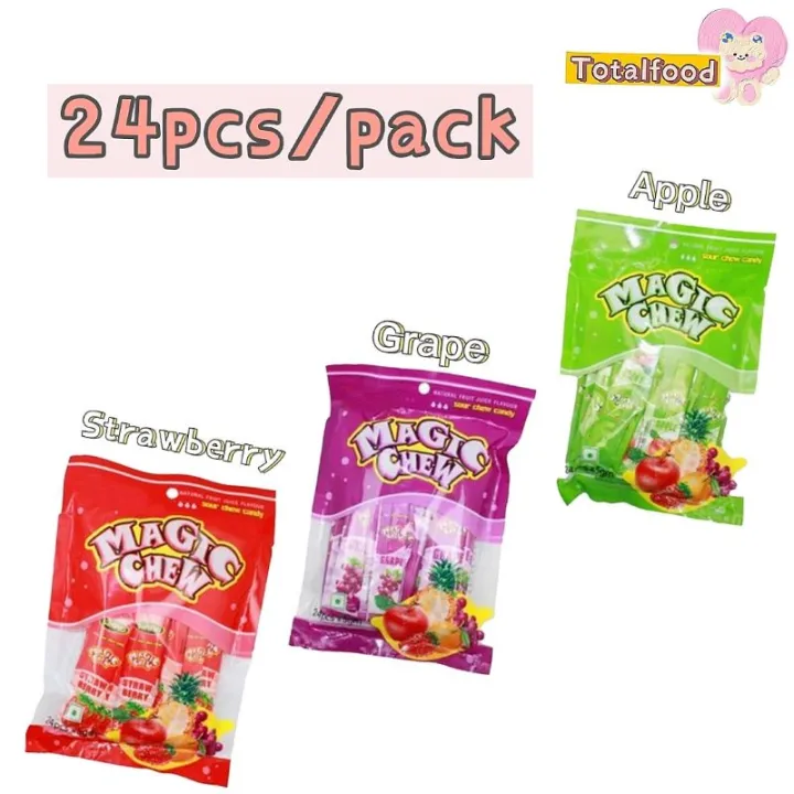 24pcs Jomei Magic Chew/Fruit Chew Sour Candy [Strawberry/Grape/Apple ...