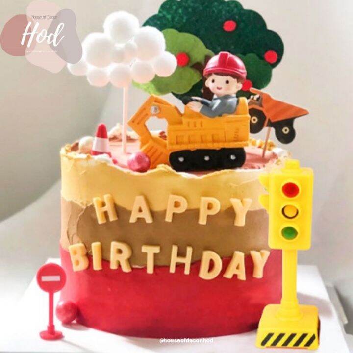 Excavator Boy beko Ornamen Rambu Jalan Proyek Soft Yellow Car Topper ...