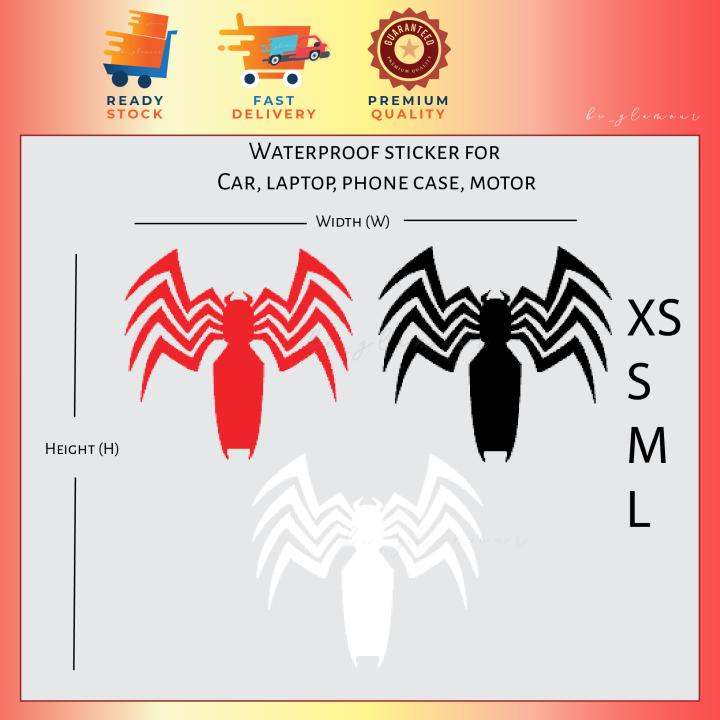 Venom Spider Logo Sticker Reflective stiker marvel waterproof pantulan ...