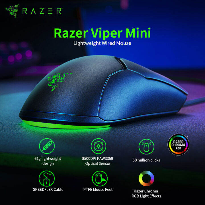 Razer Viper Mini 61g Lightweight Wired Mouse 8500DPI PAW3359 Optical ...