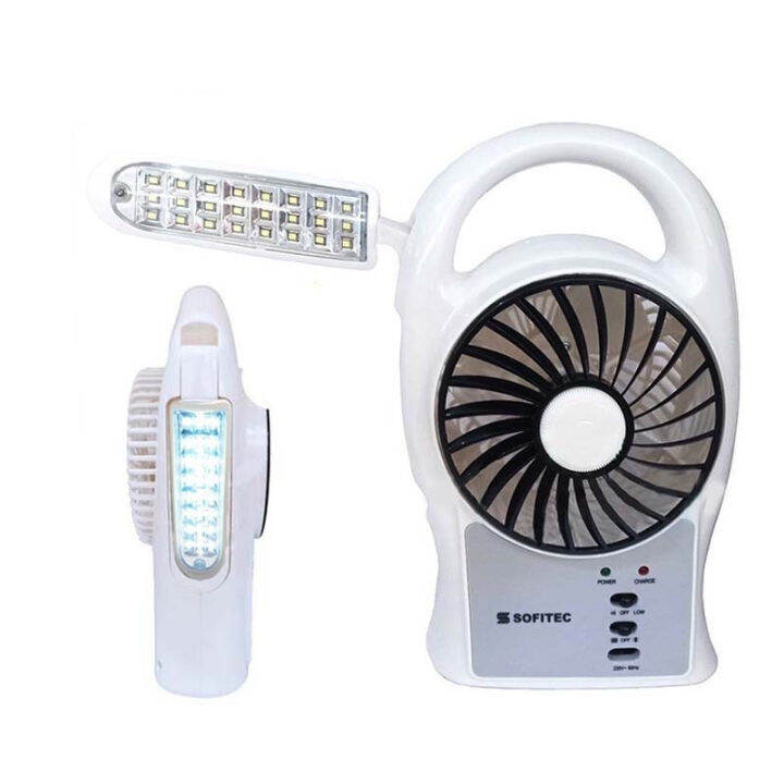 Portable 5" Rechargeable Electric Fan with FM Radio and LED Light ...