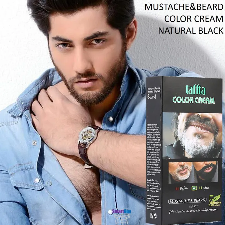 TAFFTA Color Cream Mustache & Beard Natural Black 30ml. ครีมเปลี่ยนสี ...