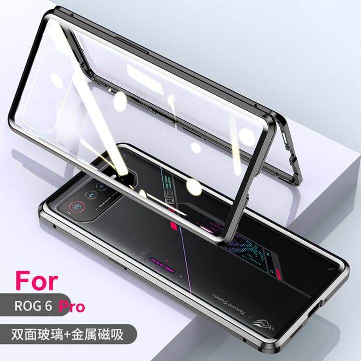 เคสโทรศัพท์มือถือกระจกนิรภัย กรอบโลหะ สีขาว สําหรับ ROG phone 6 6 Pro ASUS ROG 6 ROG6 ProTH ...