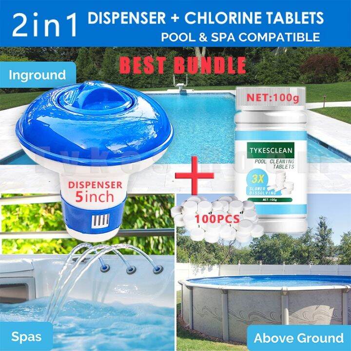 Pool Cleaning Floating chlorine dispenser 100pcs mini Purifier Tablets ...