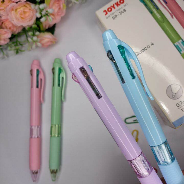 Pulpen 4 warna Joyko BP-348 Quaco 4 Ball Pen Pena Gel 0.7mm | Lazada ...