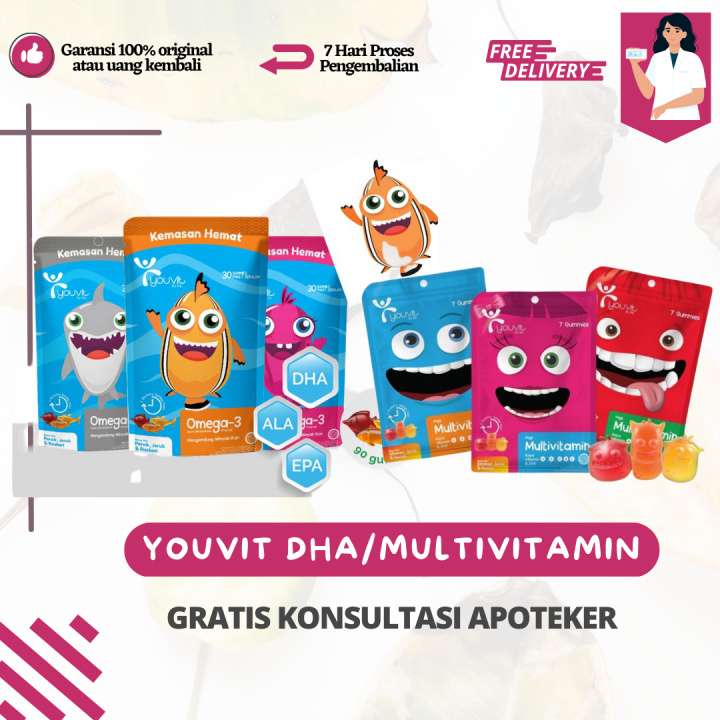 Youvit Gummy DHA Multivitamin Anak 1 Sachet isi 30 gummy / 7 gummy ...