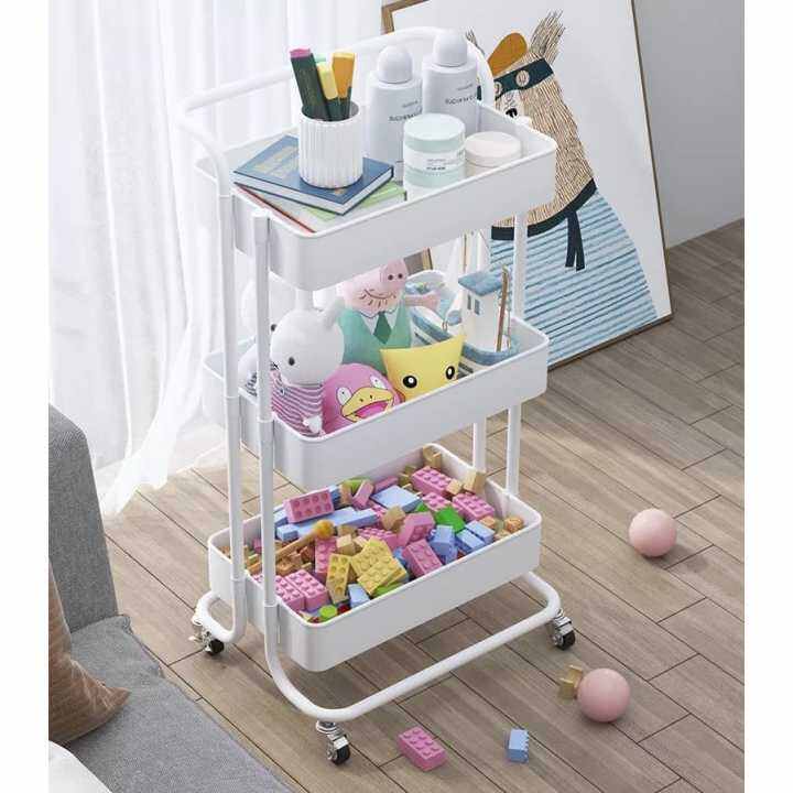 RAK TROLI RAK DENGAN RODA BESI RAK SERBAGUNA 3 TINGKAT + REM RODA RAK ...