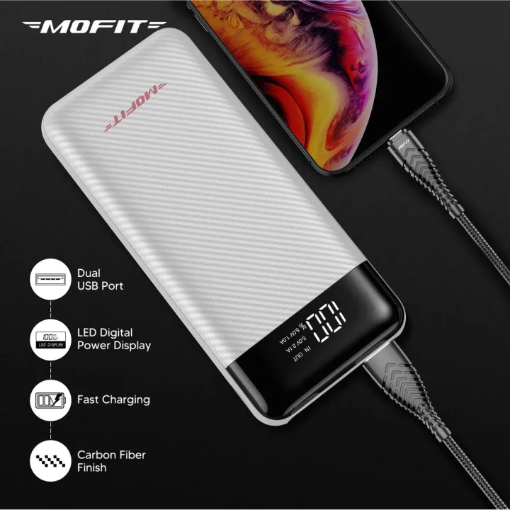 Mofit M201 20000mAh Power Bank with LED Digital Display Type-C Input, Dual USB Port Output ...