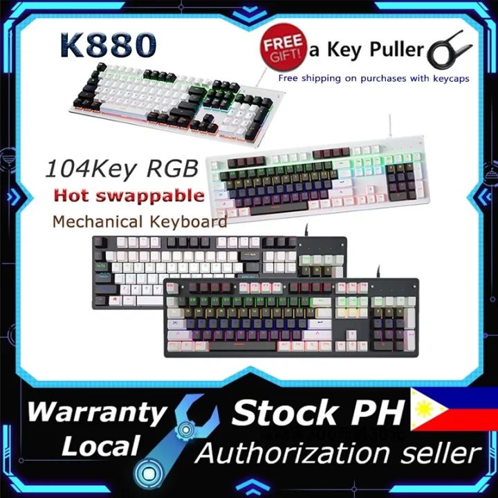 BB Unreal world K880 104Key Mechanical Hot swappable Keyboard wired RGB ...