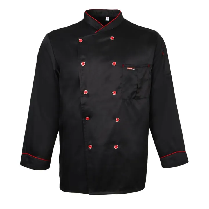 ORN LazaraHome Men Women Piping Chef Jacket Coat Uniform Long Sleeve ...