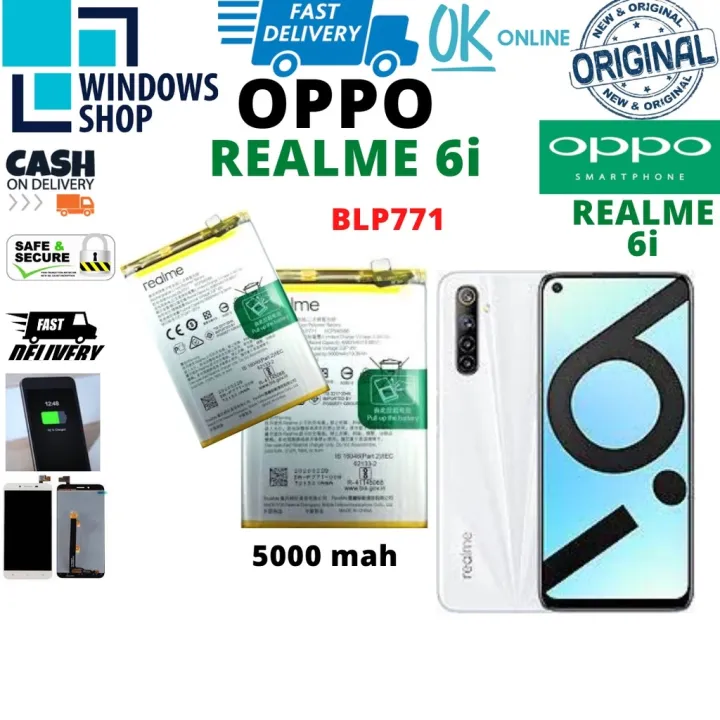 REALME 6i BATTERY BLP 771 with capacity battery 5000 mah 3.87V 4.4V ...