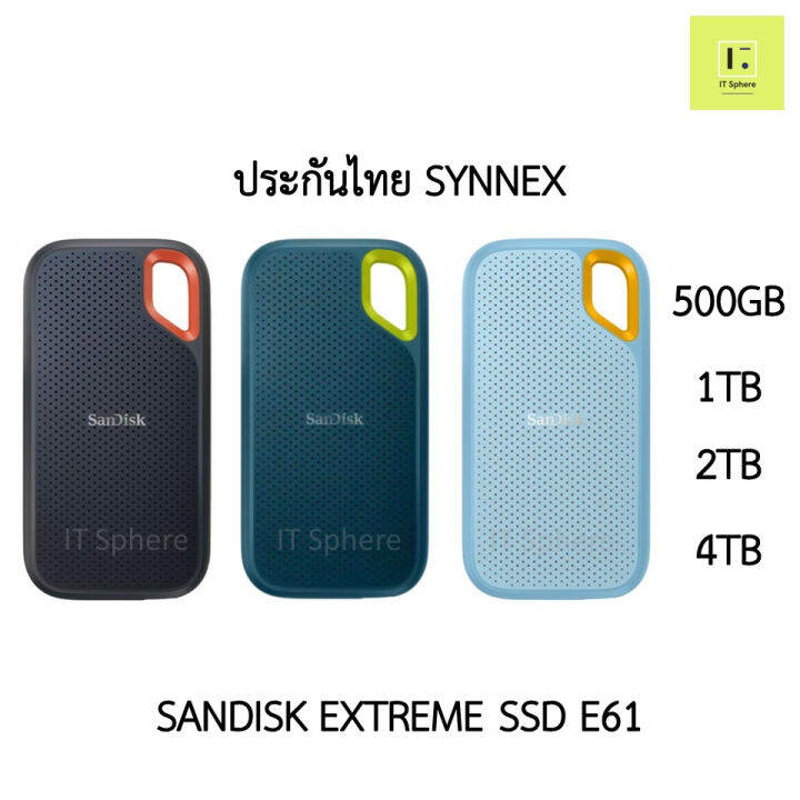 [ศูนย์ไทย ประกัน 5 ปี] SanDisk Extreme Portable SSD E61 500GB 1TB 2TB 4TB ฮาร์ดดิสก์พกพา ...