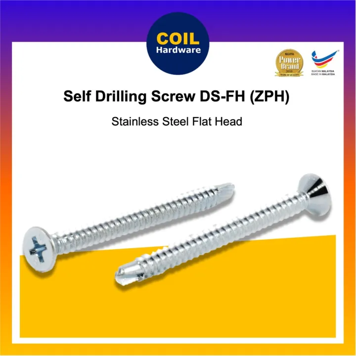 【BOX】Coil Self Drilling Screw Skru Besi Flat Head Stainless Steel 410 ...