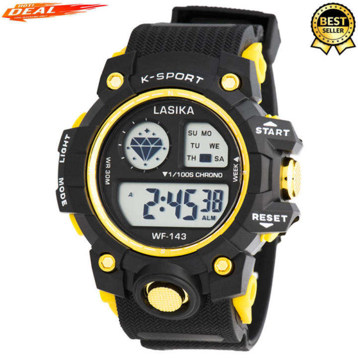 SPORT Waterproof Original Heart Chrono LASIKA F143 Gold Bezel Black ...