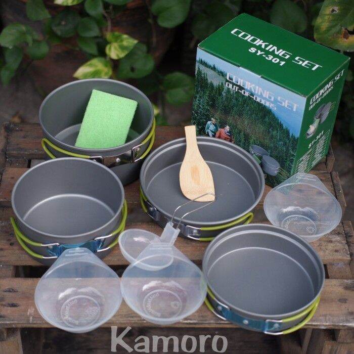 Cooking Set DS 301 - Alat Memasak Panci Set - Nesting Set Camping ...
