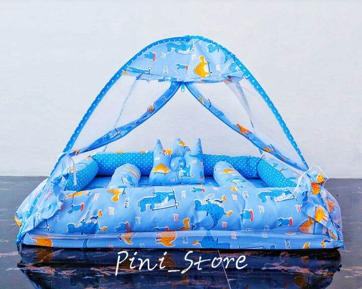 Kasur Bayi Kelambu Tenda Motif Dino light blue | Lazada Indonesia
