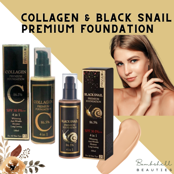 EFFECTIVE BLACK SNAIL/ COLLAGEN PREMIUM FOUNDATION 86.5% SPF 30 PA++ 4N1 WHITENING ANTI-WRINKLE ...