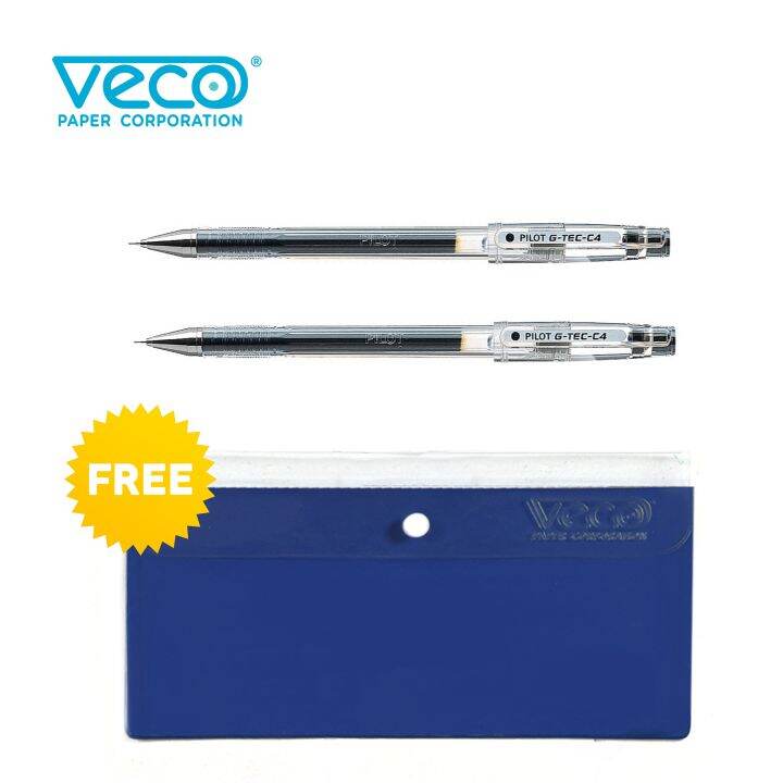 Pilot GTEC-C4 0.4 2pcs & 1 free Veco plastic envelope w/colored ...
