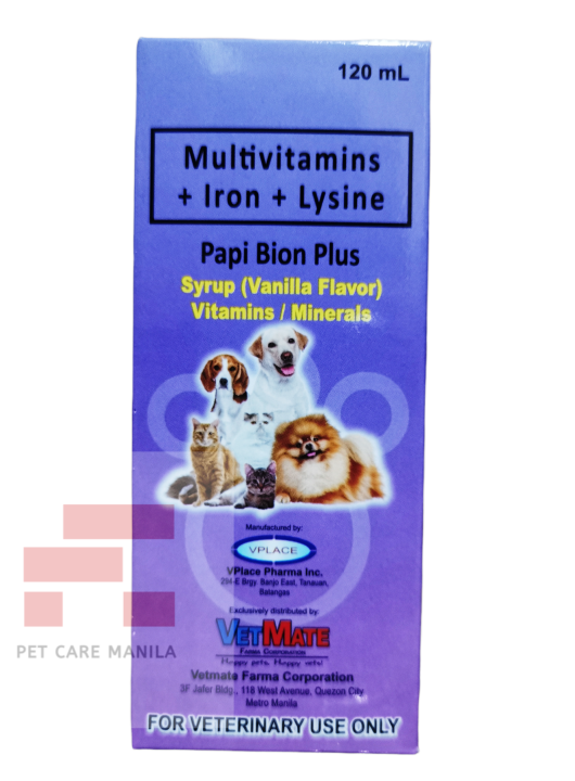 Papi BION PLUS (Multivitamins + Iron + Lysine), 120ml, for Dogs and ...