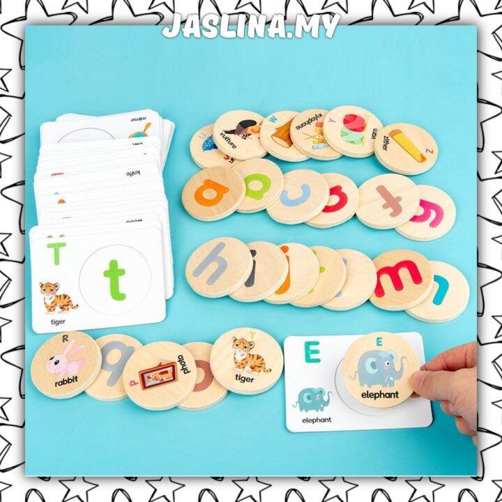Wood & Flash Card Learning Alphabet & Words | Lazada