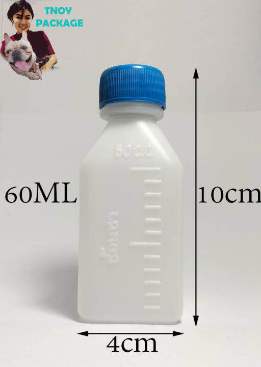 ขวด 60 มล. (100ใบ) ขวด 60cc ขวดพลาสติก เหลี่ยม 60ml + ฝา (น้ำหนัก1.2กิโลกรัม) ร้านTnoy Package ...