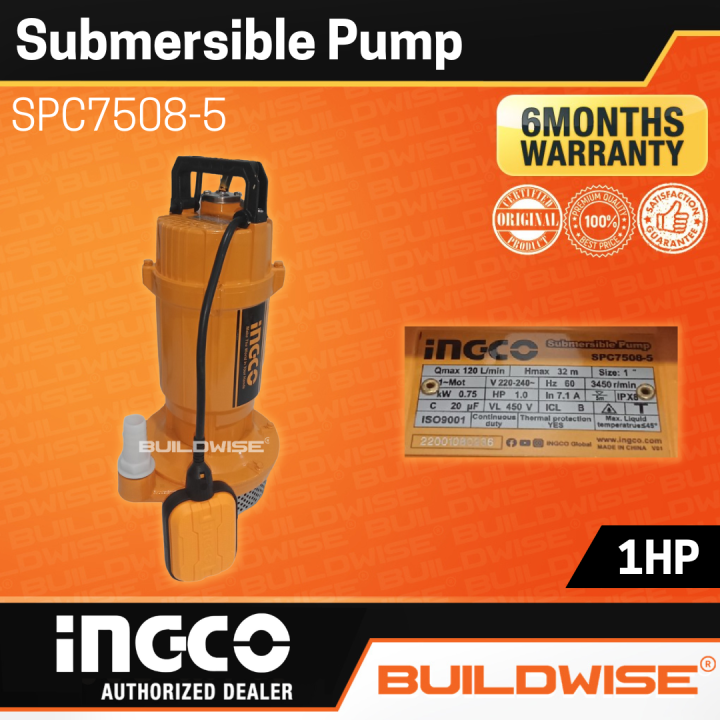 Ingco Submersible Pump 750W/ 1HP SPC7508-5 [BUILDWISE®] *NEW ARRIVAL ...