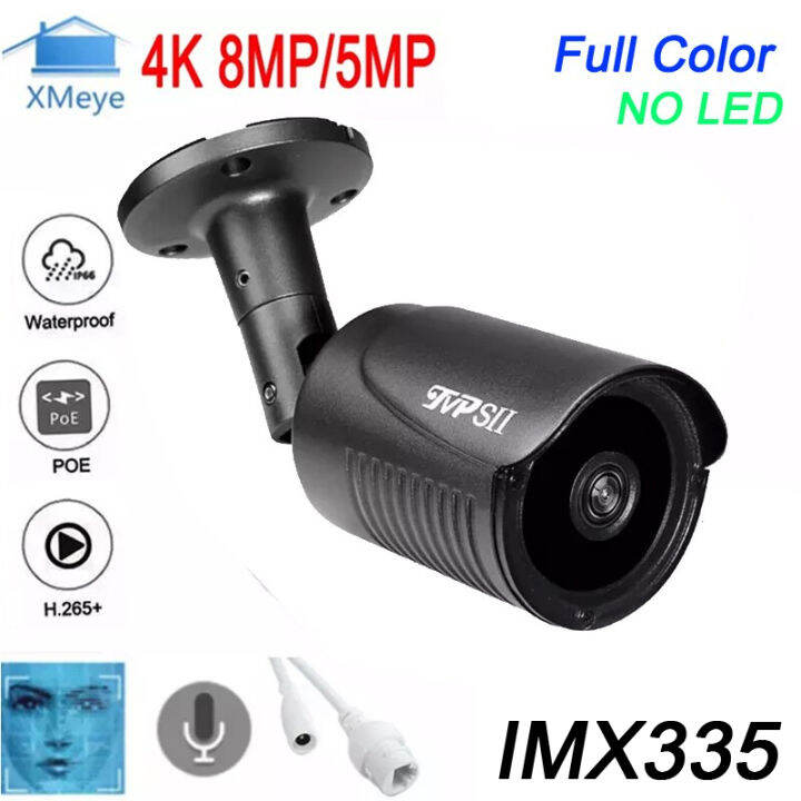 4K 5MP IMX335สีเทากันน้ำโลหะ H.265การตรวจจับใบหน้า ONVIF เสียงสี Night ...