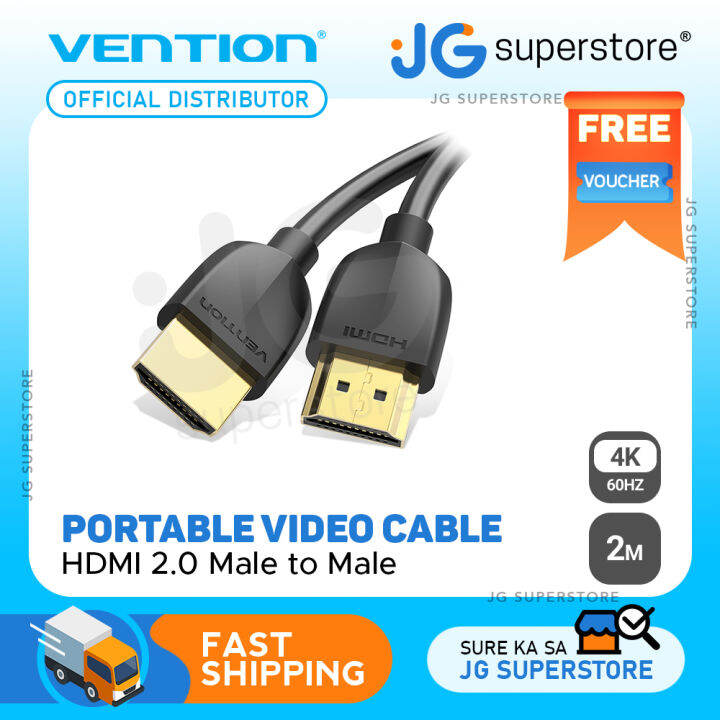 Vention FHD 4K 60Hz Slim Portable HDMI 2.0 Male to Male Gold-Plated Video Cable (AAIB) with ...