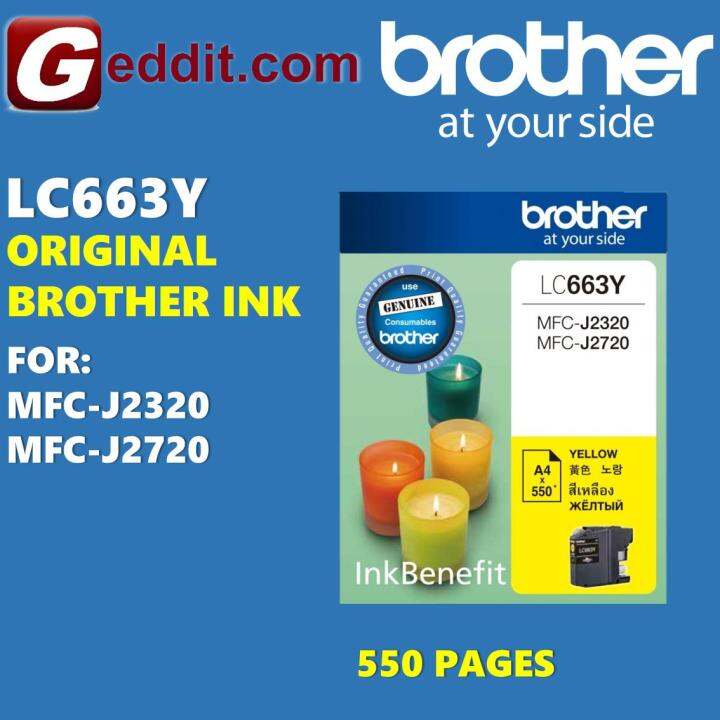 BROTHER LC-663 YELLOW INK CARTRIDGE FOR MFC-J2320 , MFC-J2720 LC663 LC663Y LC663-Y LC-663Y LC ...